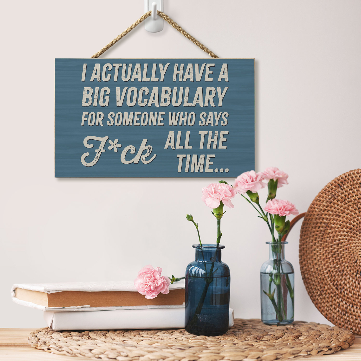 Trinx Big Vocabulary Humorous Hanging Wood Wall Sign | Wayfair