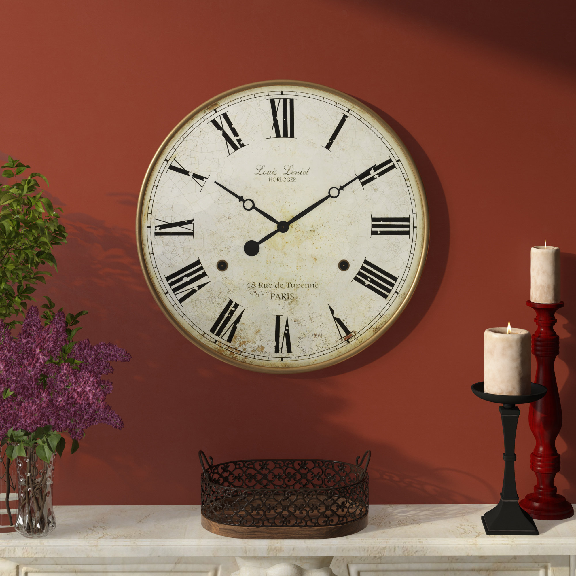 Charlton Home® Leniel Round Wood Farmhouse Wall Clock & Reviews | Wayfair