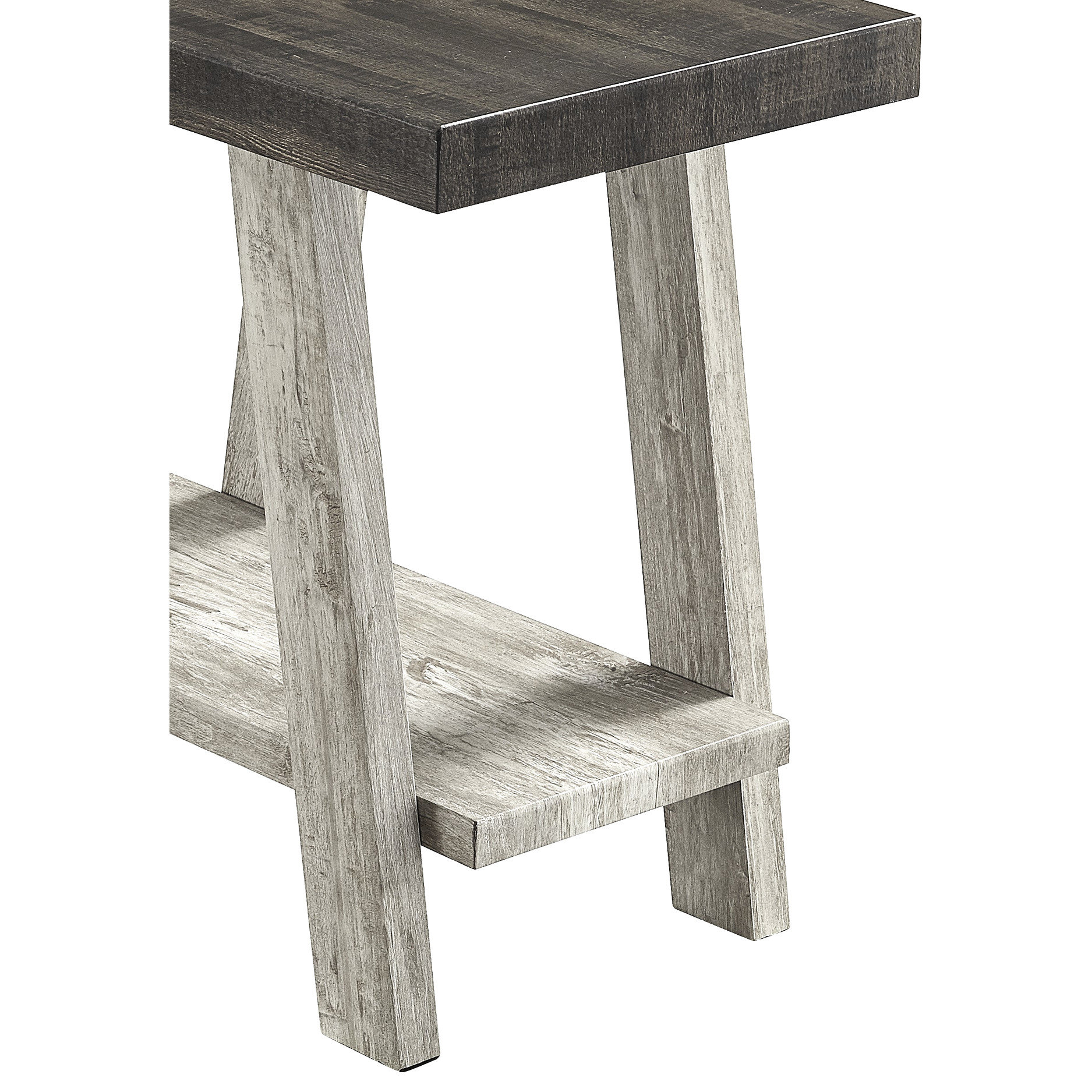 Gracie Oaks Contemporary Wood Side Table With Beige Base And Charcoal ...