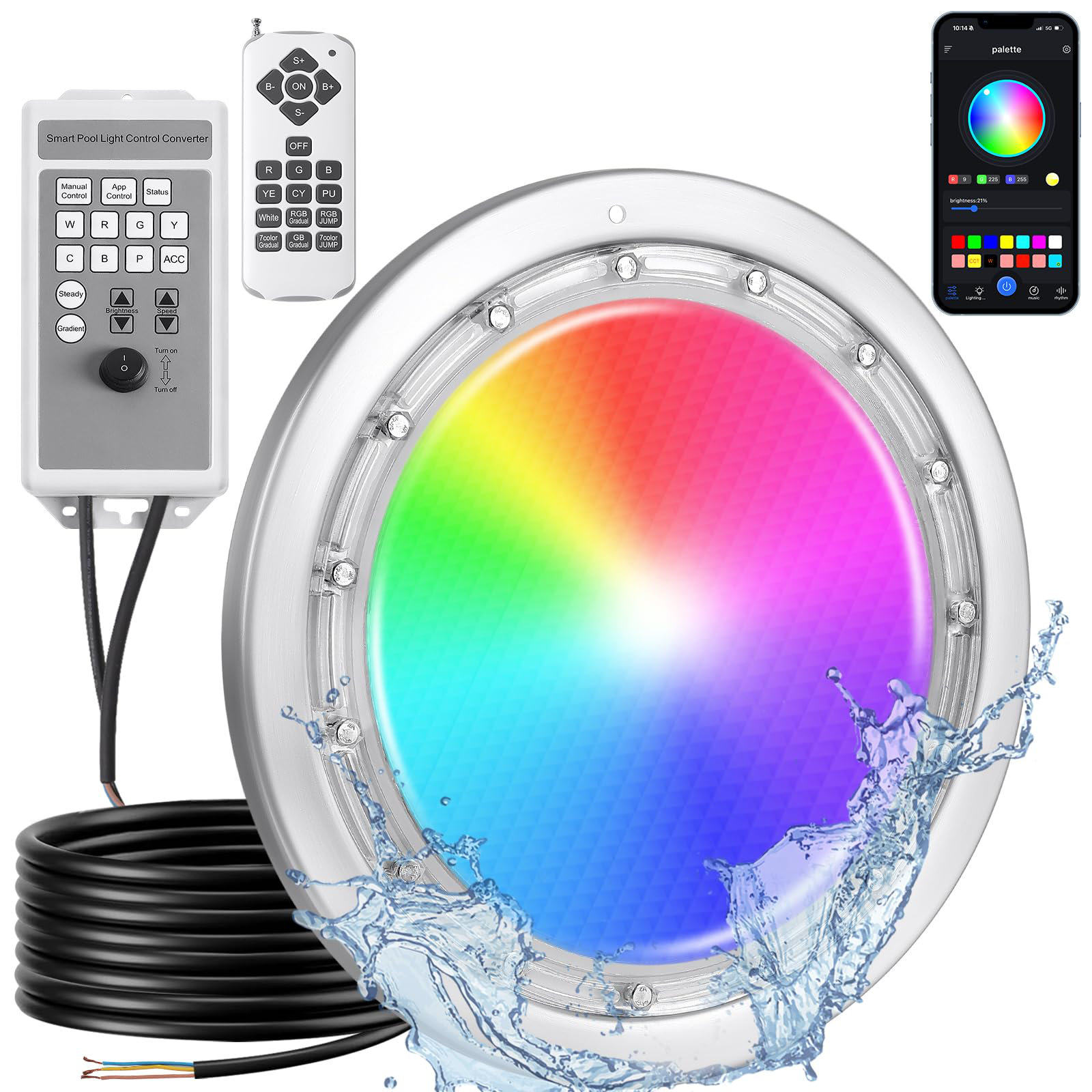 Fashion Finesse Led Pool Lights For Inground Pool,50FT Cord,60W 10 Inch ...