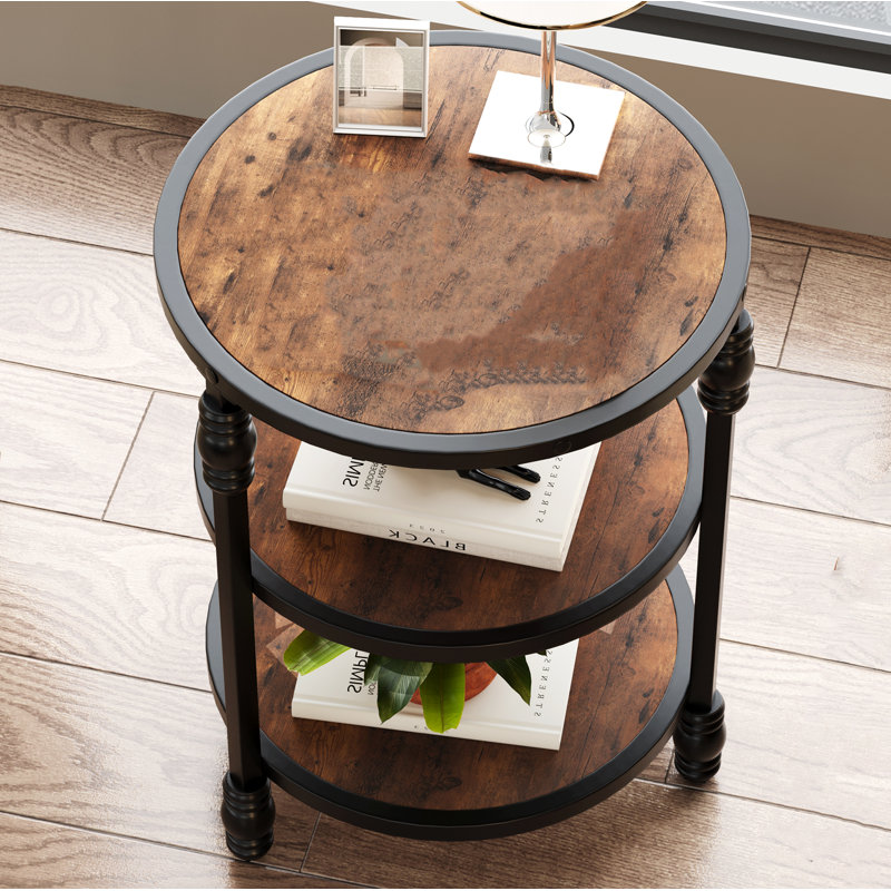 Charlton Home® Living Room 3-tier Round End Table With Storage Shelf ...