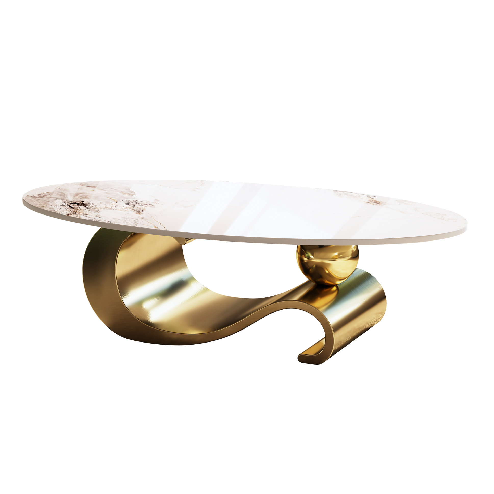 Everly Quinn 49.2" Oval Coffee Table, Faux Marble Top, Contemporary ...