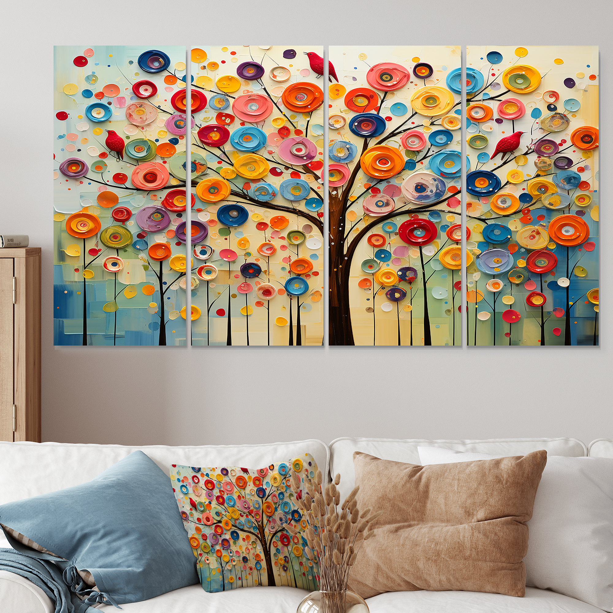 Dakota Fields Colorful Abstract Tree III - Tree African 4 Piece Wall ...