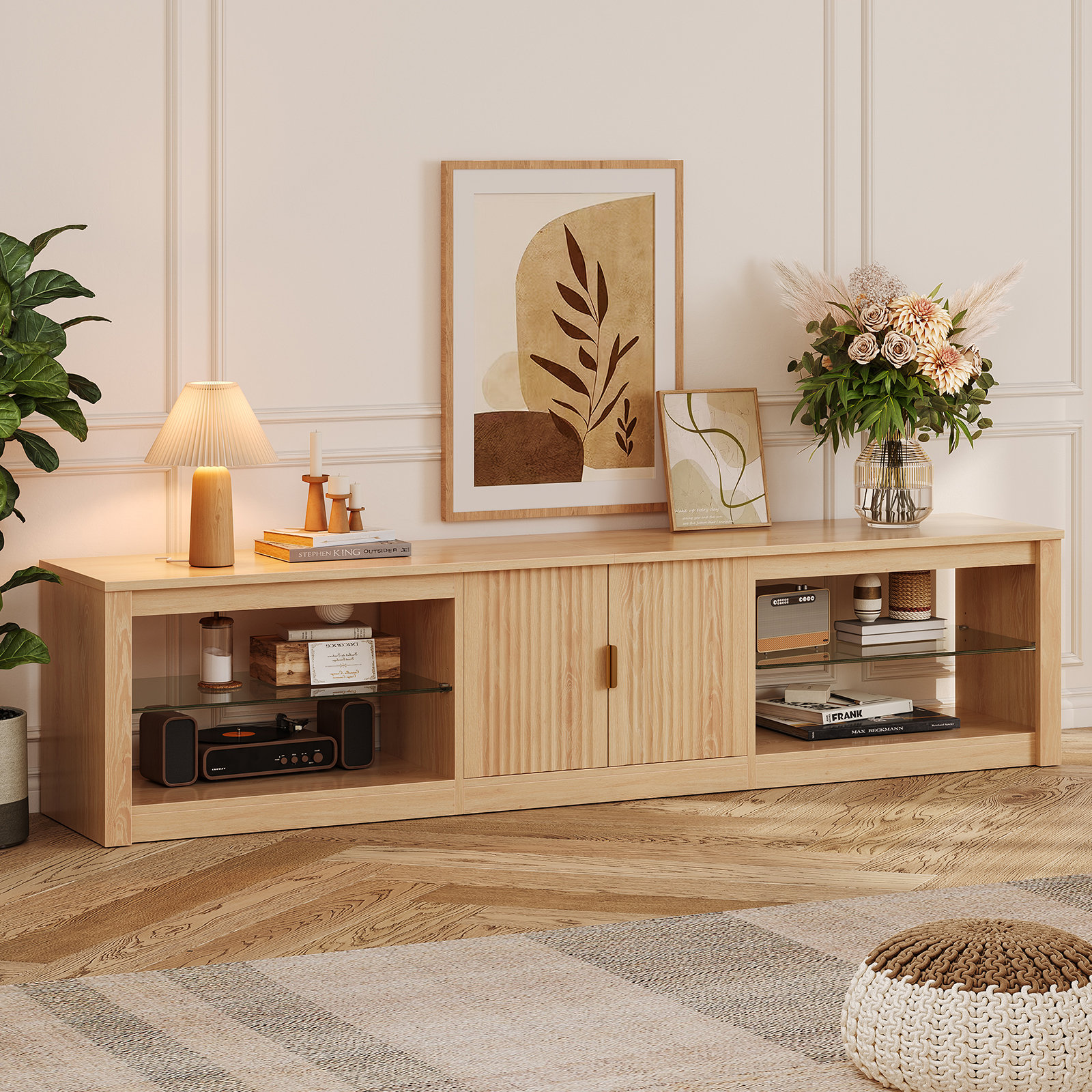 Wrought Studio™ 80 Inch Modern Tv Stand With Led, Media Console With ...