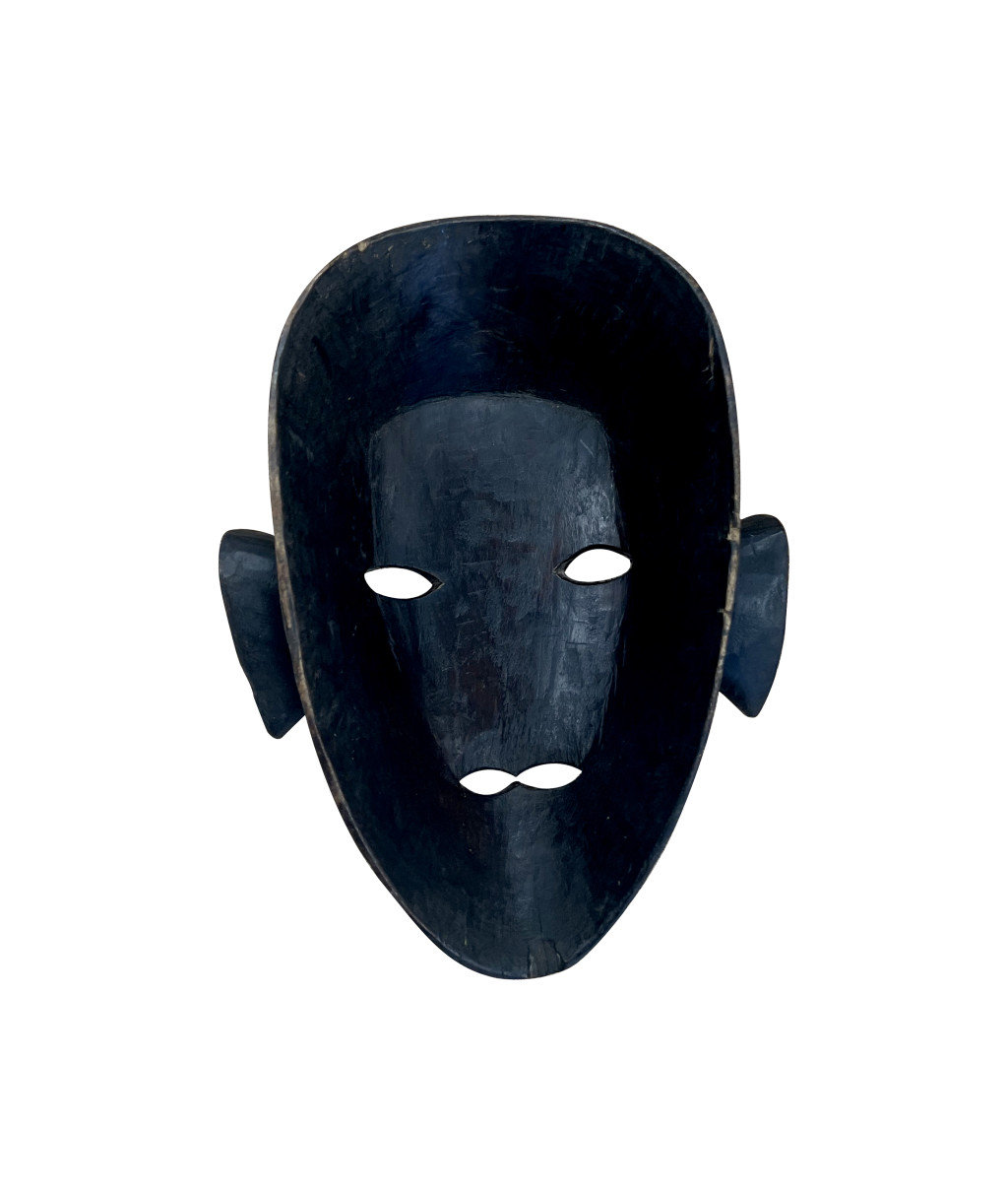 HomeRoots 11" Black Distressed Solid Wood Decorative Mask | Wayfair