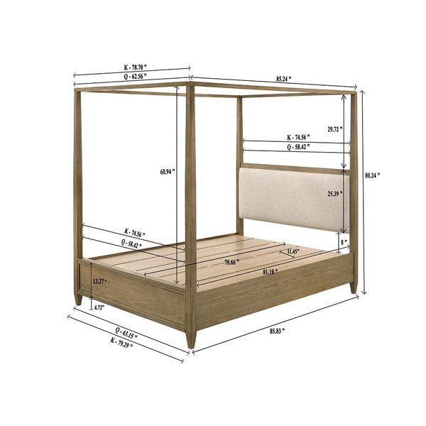 Red Barrel Studio® Sienna Rustic Natural King Canopy Platform Bed | Wayfair