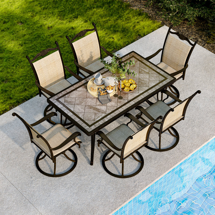 17 Stories Kamonie Ceramic Outdoor Dining Table | Wayfair