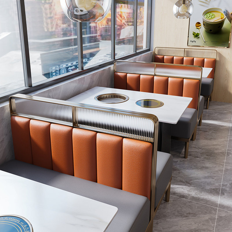 Canadian Linen Light Luxury Restaurant Booth Benches Faux Leather ...