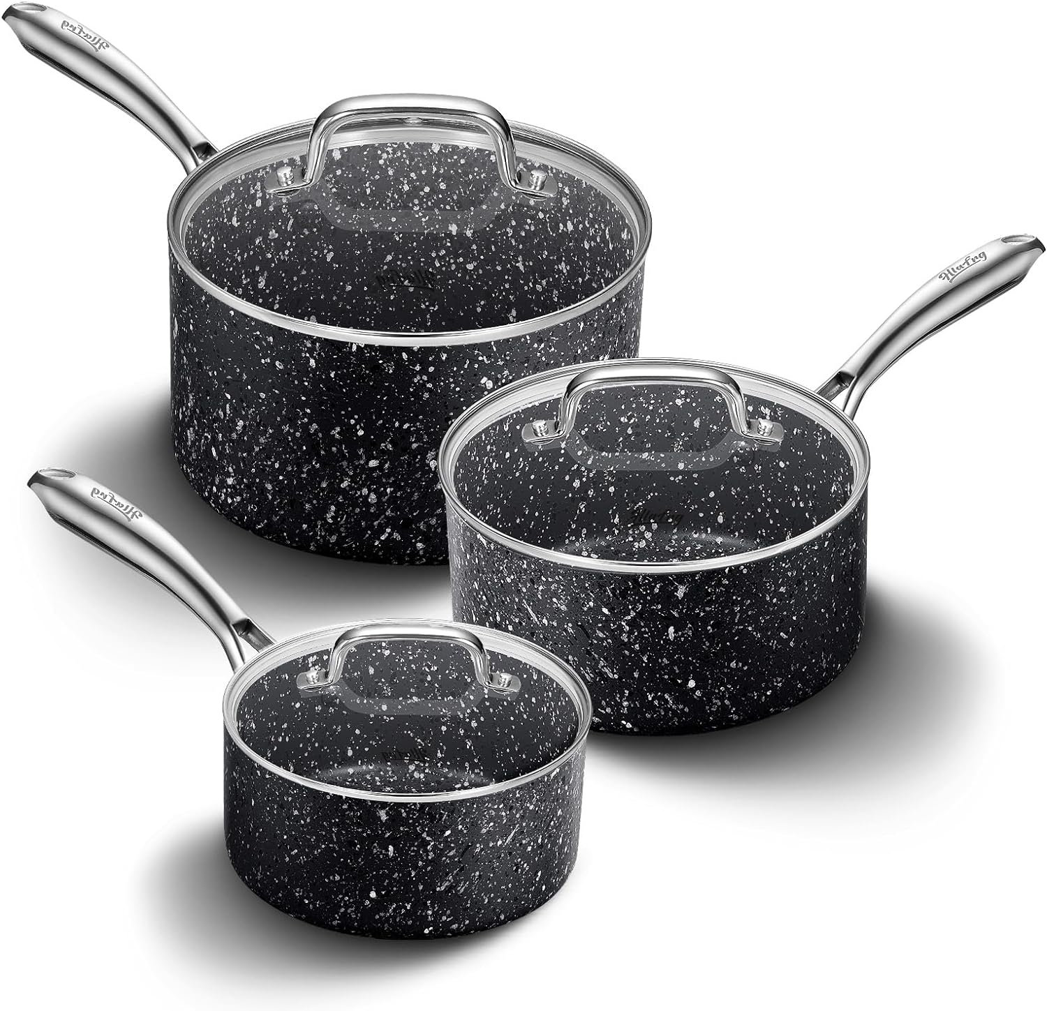 Hlafrg Granite 3 Quarts Non-Stick Aluminum Saucepan Set | Wayfair