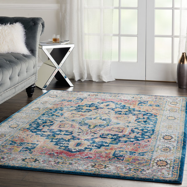 Bungalow Rose Lowndes Blue/Gray/Red Rug & Reviews | Wayfair