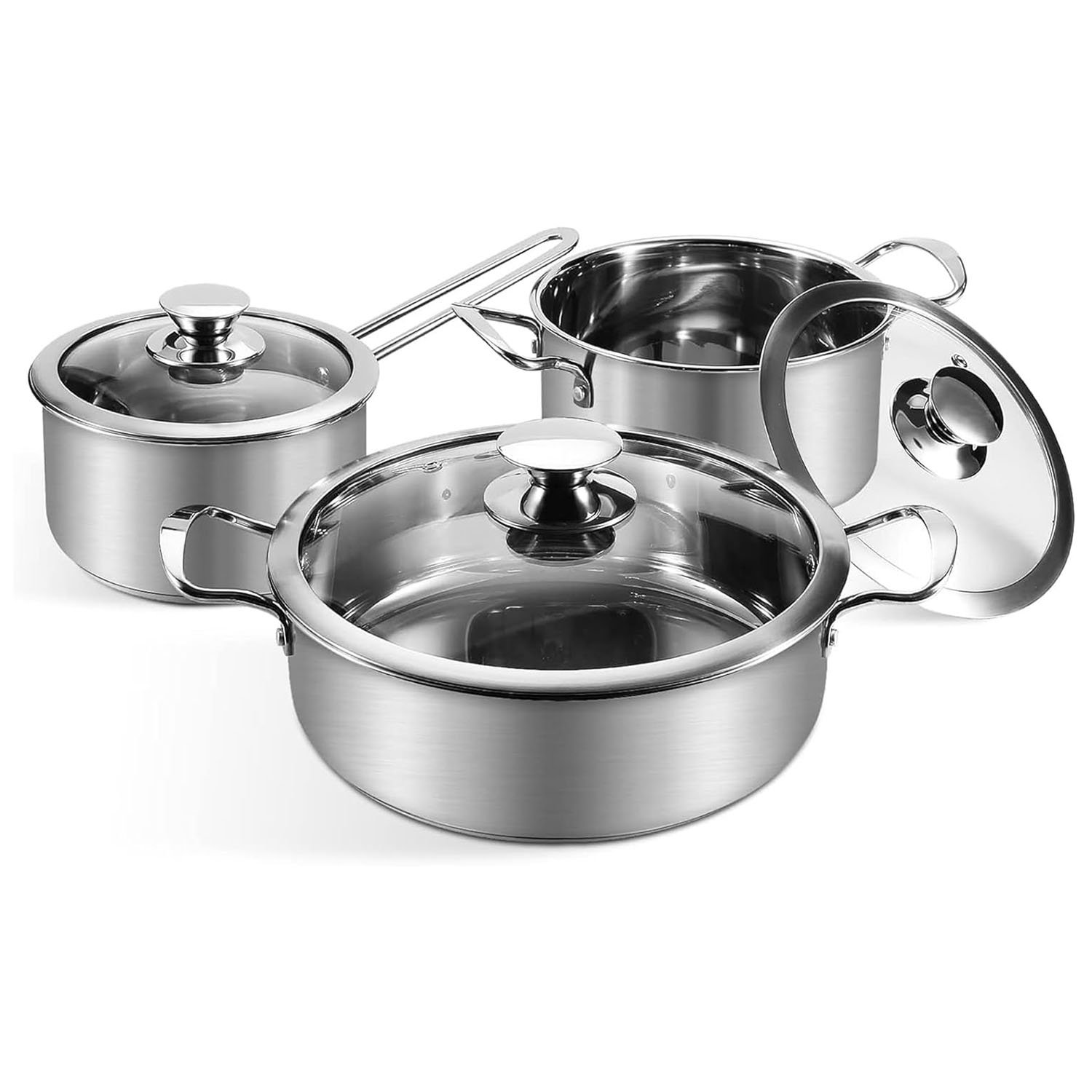 BN-LINKKL 6Pcs Pots And Pans Set, Stainless Steel Pot Set, Nonstick ...