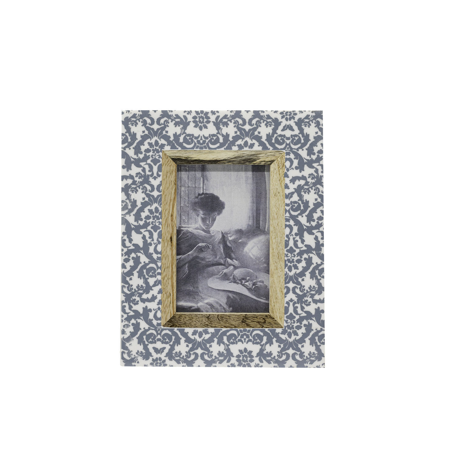 Foreside Home & Garden 4x6 Damask Picture Frame Gray Blue Mango Wood ...