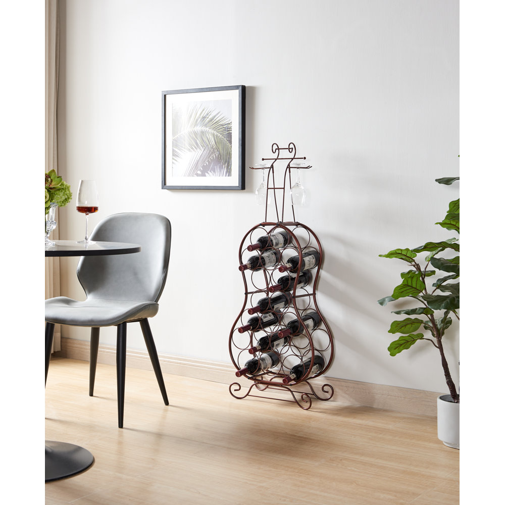InRoom Designs Cello-Shaped 19-Bottle Bronze Metal Wine Rack | Wayfair