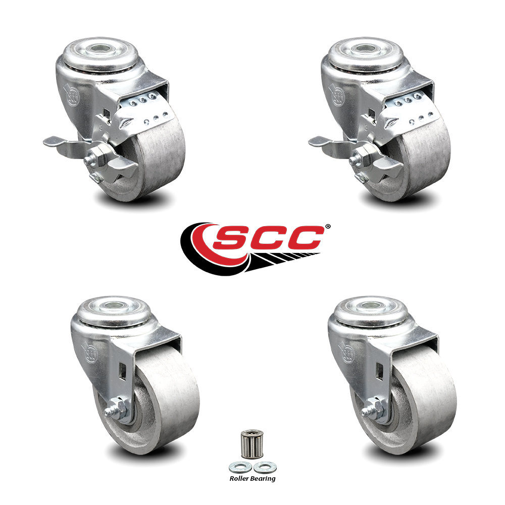 Service Caster 4 Piece Semi Steel Swivel Bolt Hole Caster Set | Wayfair