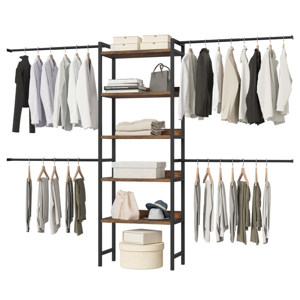 17 Stories Adjustable Heavy Duty Garment Rack Walk In Closet Organizer ...
