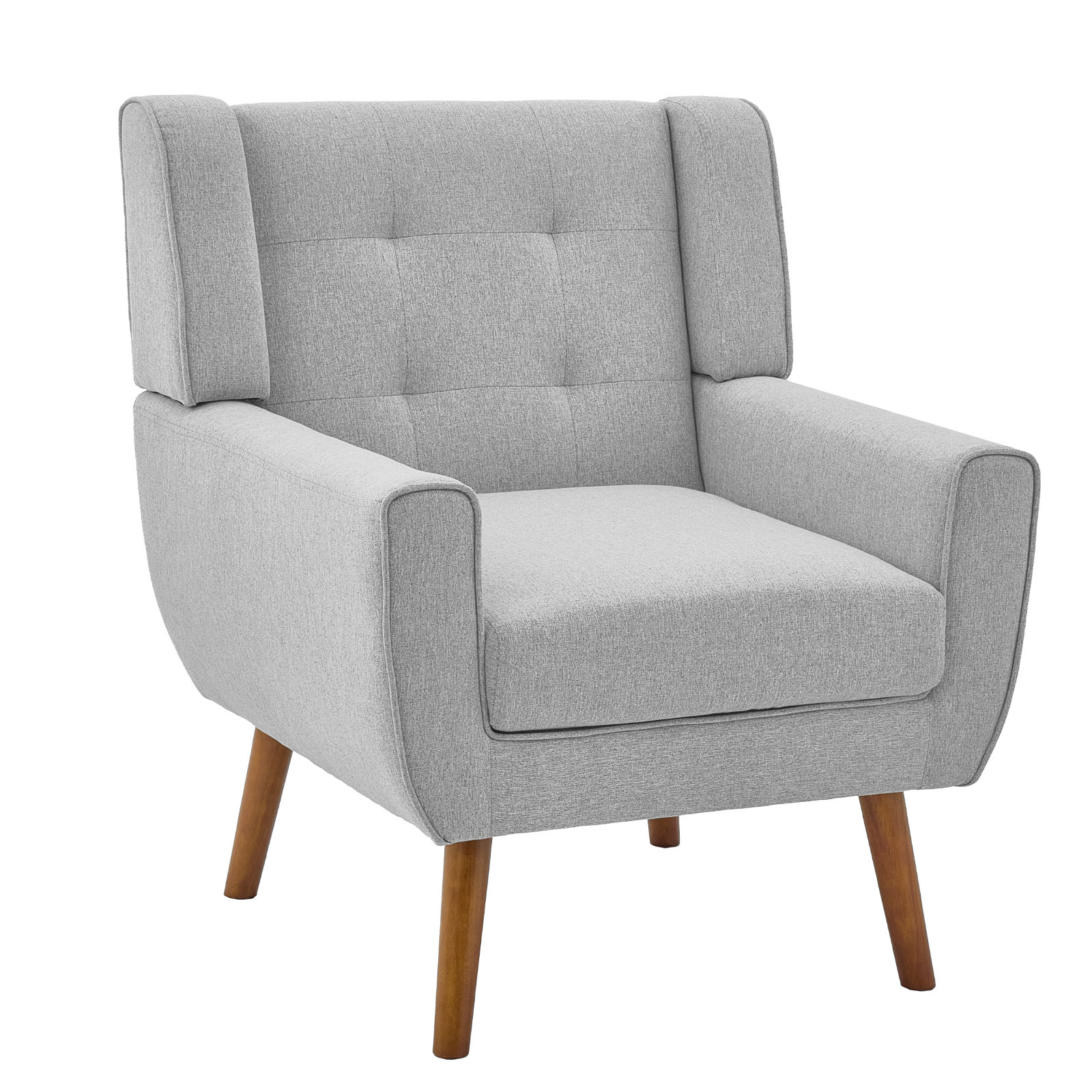 Redlife Mid Century Modern Decorative Chair Buttoned Linen Fabric ...