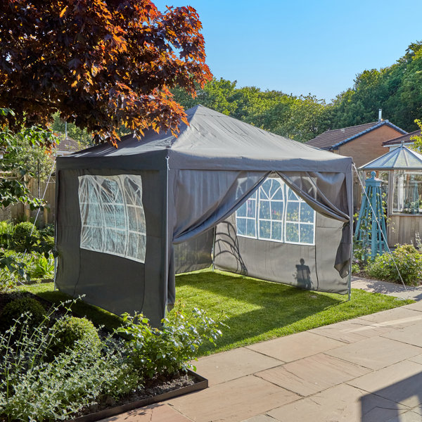 Dakota Fields 3m Grey Gazebo with Sides Windows Zip Up Marquee Outdoor ...