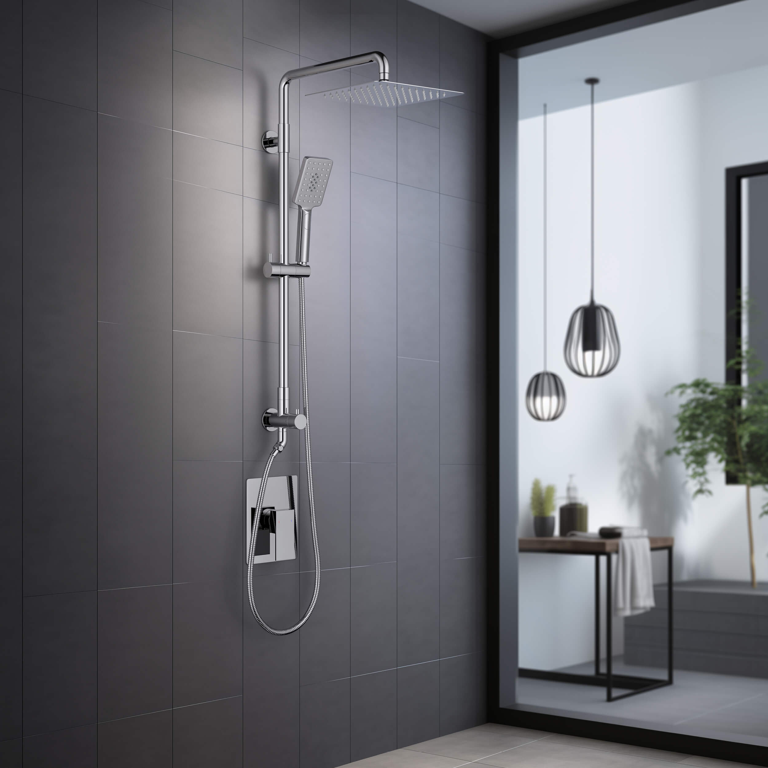 KIBI Cube Pressure Balanced 2-Function Shower Column with Rough In ...
