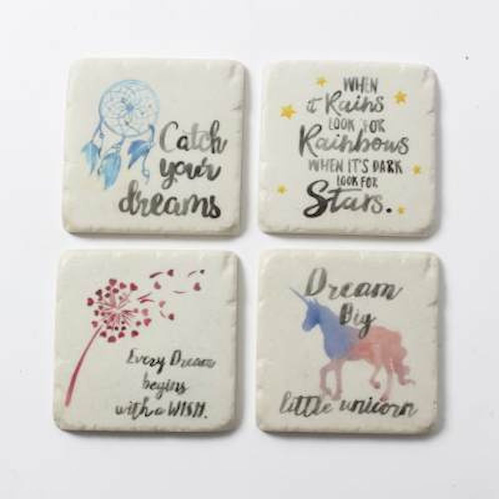 Latitude Run® Dream Catcher / Unicorn 4 Piece Coaster Set | Wayfair