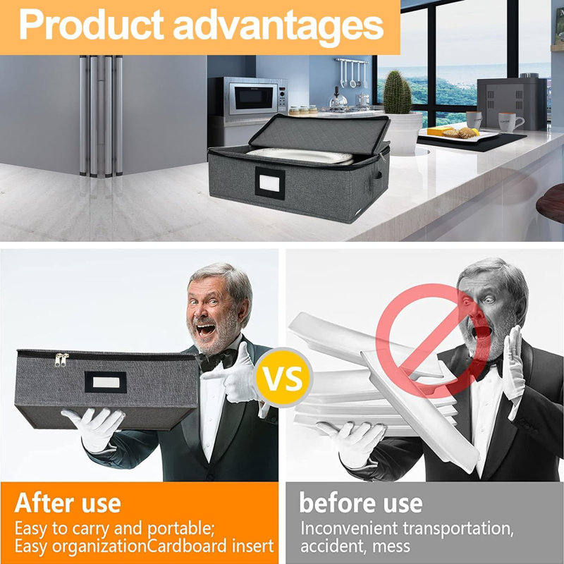 Passetas Fabric Dining Plates Storage with Felt Dividers Included | Wayfair