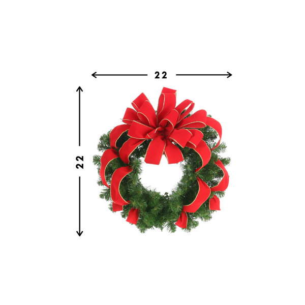 The Holiday Aisle® Jeyli Holiday Ribbon Evergreen Wreath & Reviews ...