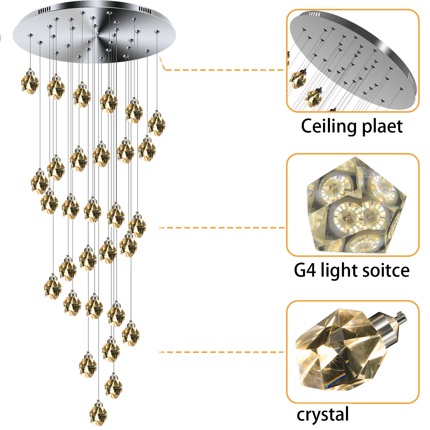 Everly Quinn Markiesha 32-Lights Silver Crystal Chandeliers 150 inch ...