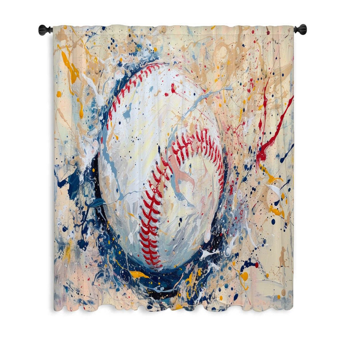 VisionDecor Baseball Window Curtains, Sports Blockout & Sheer Curtains ...