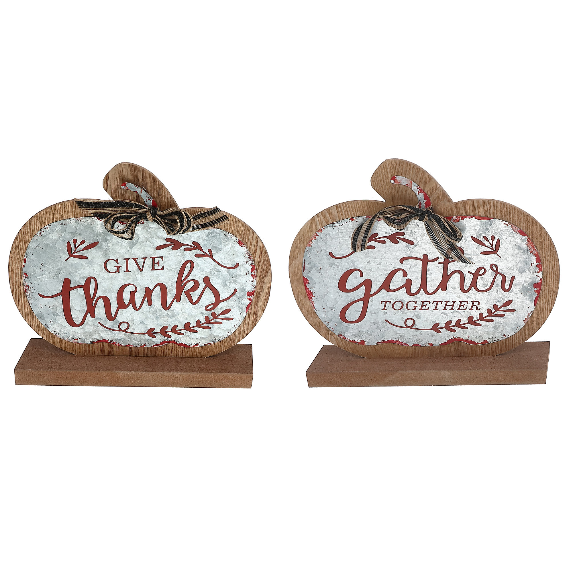 The Holiday Aisle® 2 Piece Wood And Galvanized Pumpkin Stand Set ...