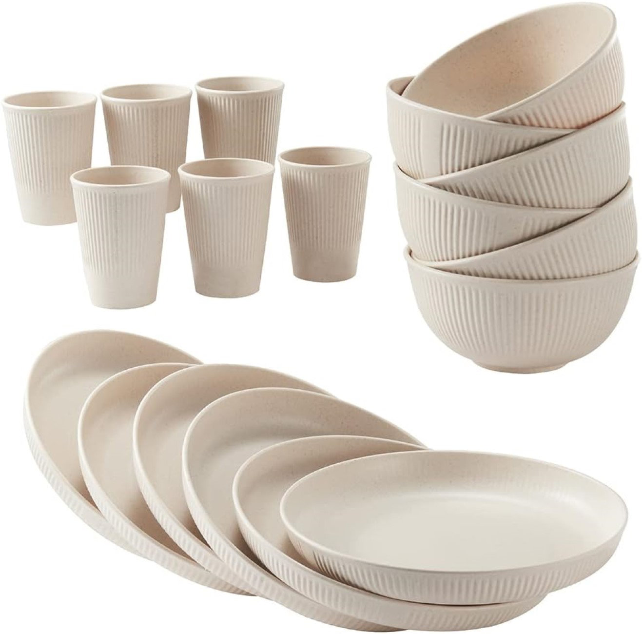 Lily Manor 18Pcs Wheat Straw Dinnerware Sets Unbreakable Reusable ...