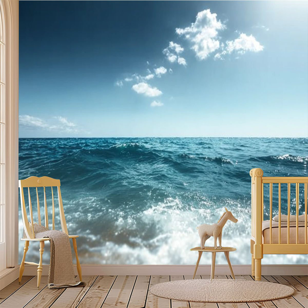 Beachcrest Home Peel and Stick Wallpaper Wall Mural sky ocean Wall Art ...