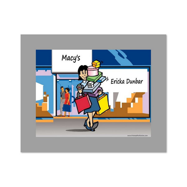 Printed Perfection Personalized Shopper - Female Caricature with a Mat ...