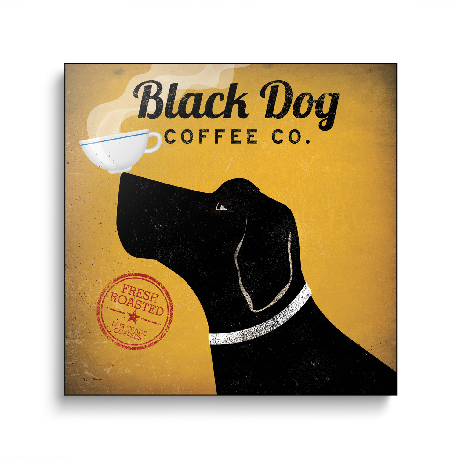 Latitude Run® Steelpix Metal Canvas - Black Dog Coffee Co. By Ryan Fowler Wall Art Print | Wayfair