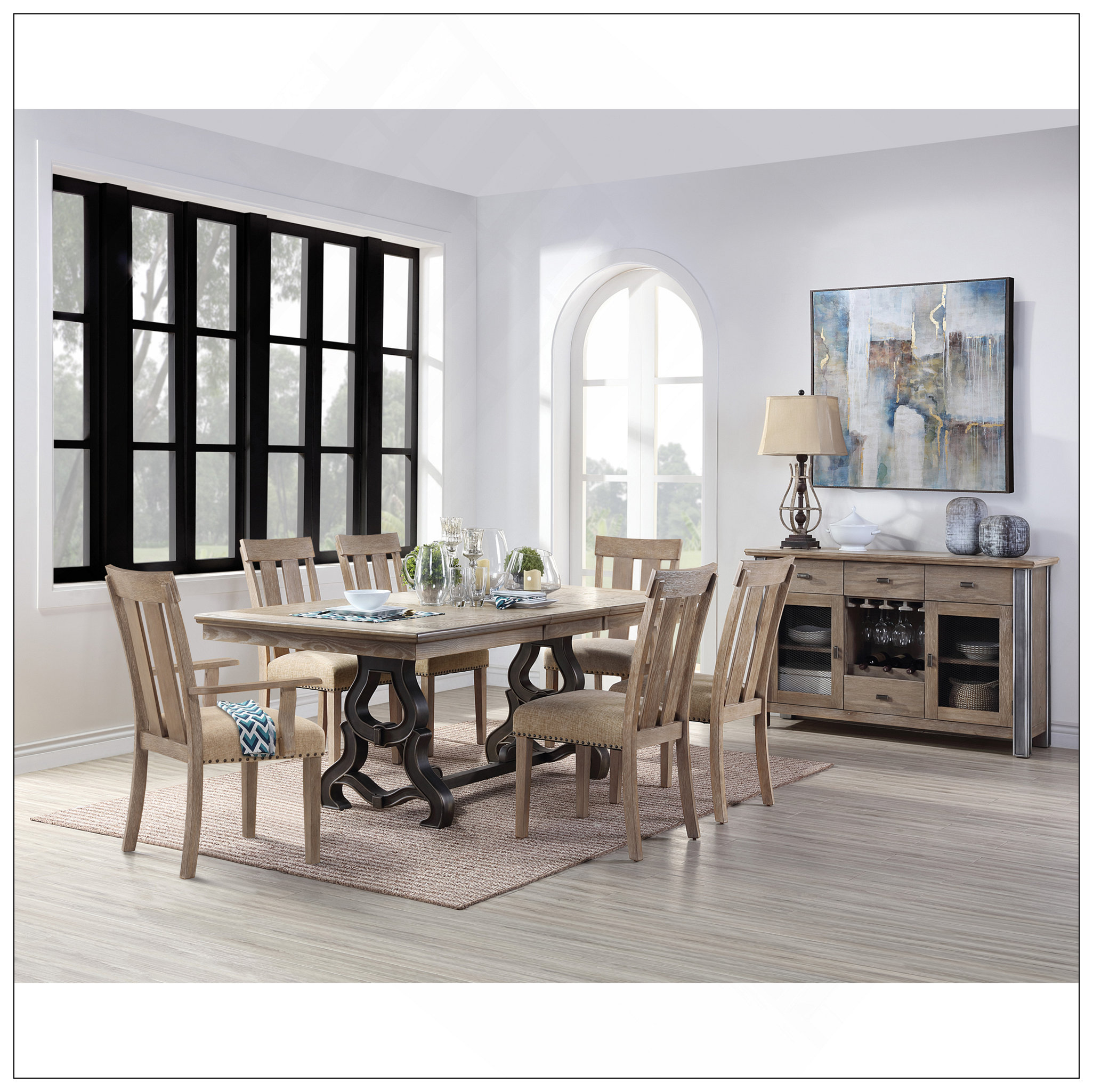 Hokku Designs Nathaniel Maple Finish 8Pcs Dining Room Set | Wayfair