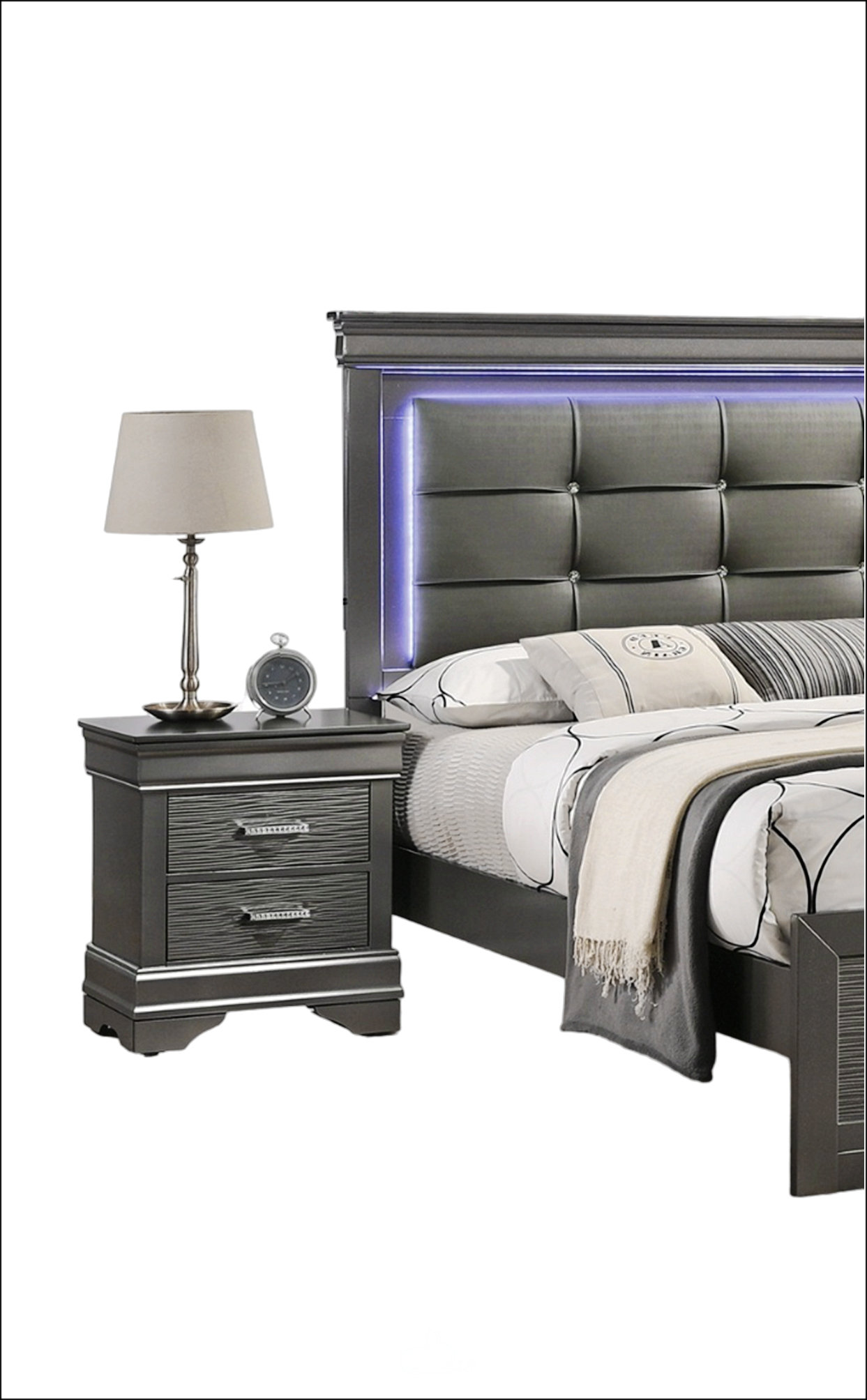 Darby Home Co Modern Grey Transitional Wooden Nightstand Bedside Table ...