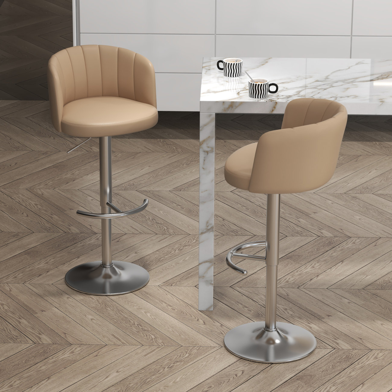 Brayden Studio® Heng Ming Pu Bar Chair With Semicircular Backrest And ...