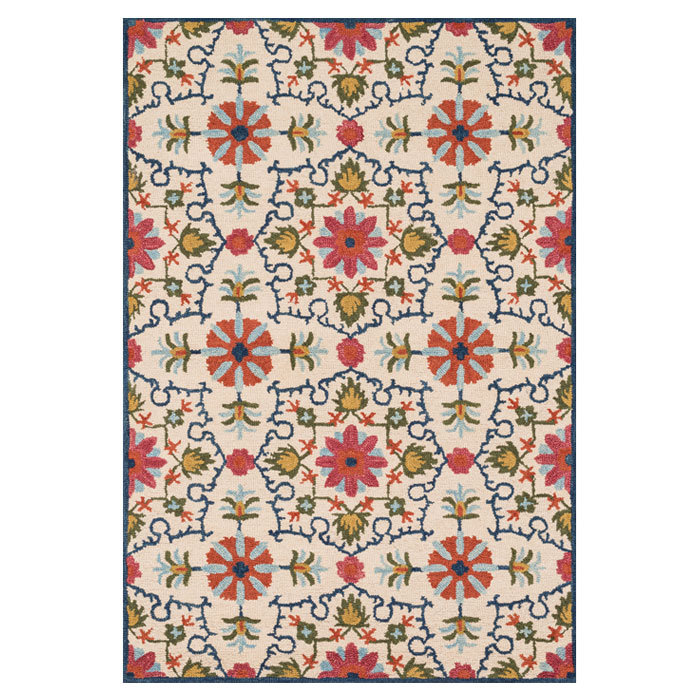 Alcott Hill® Keffer Floral Hand Hooked Wool Beige/Red Area Rug | Wayfair