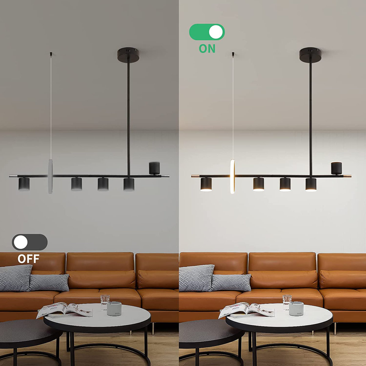 Orren Ellis Luminaire suspendu linéaire à DEL 6 lumières Tyreik Modern ...
