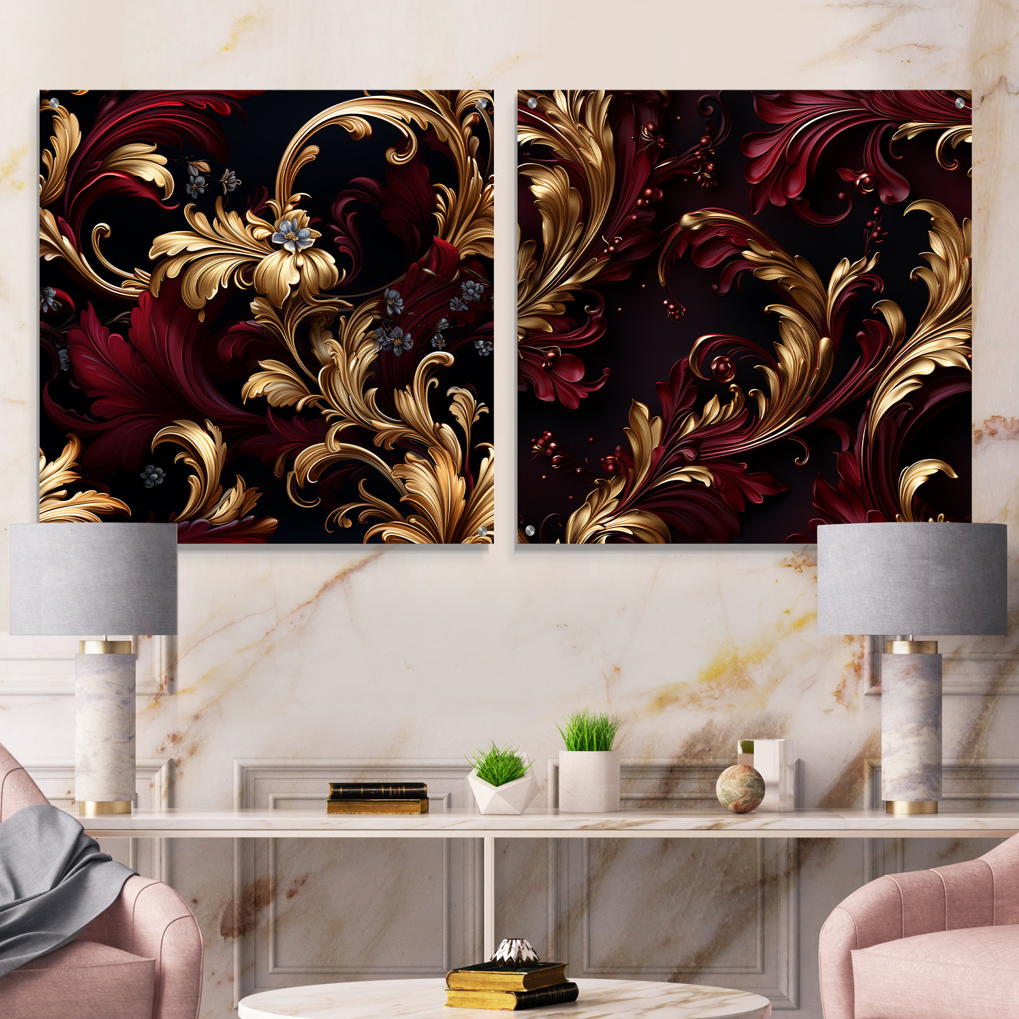 Design Art Opulent Royal Scrolls Victorian Pattern - Abstract Acrylic ...