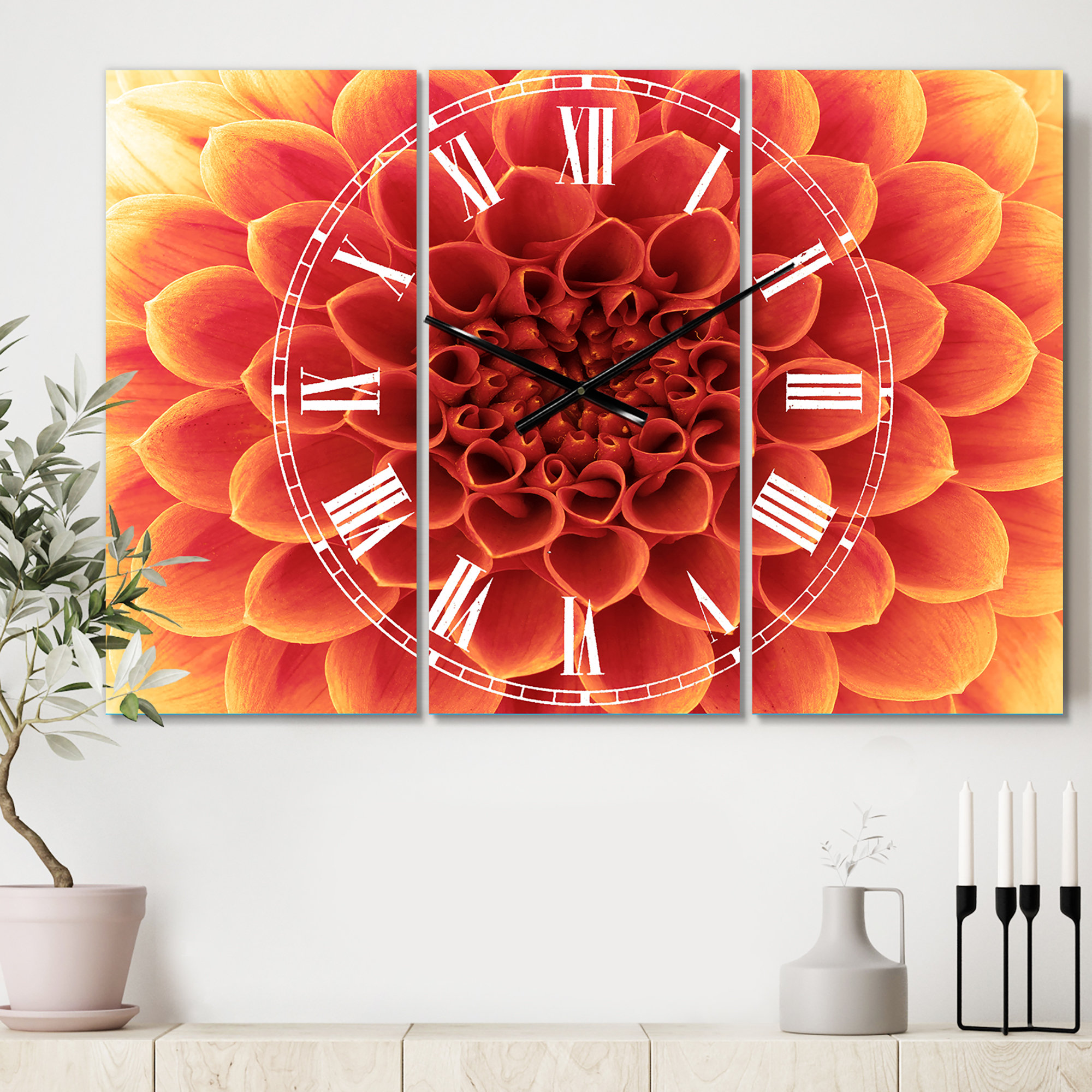 East Urban Home Large Flower and Petals - Traditional wall clock ...