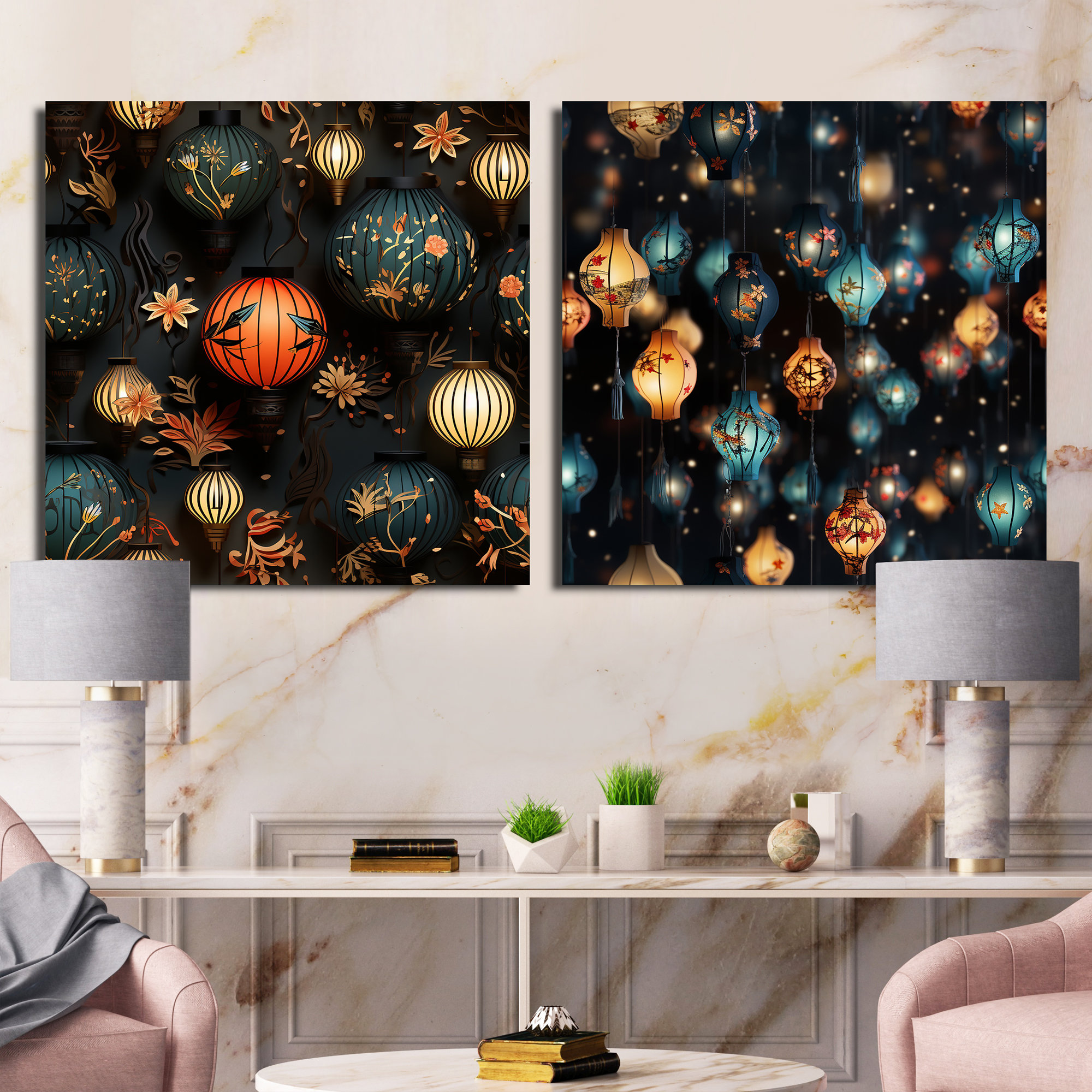 Design Art Paper Lantern Glow - Abstract Collages Square Collage Set Of ...