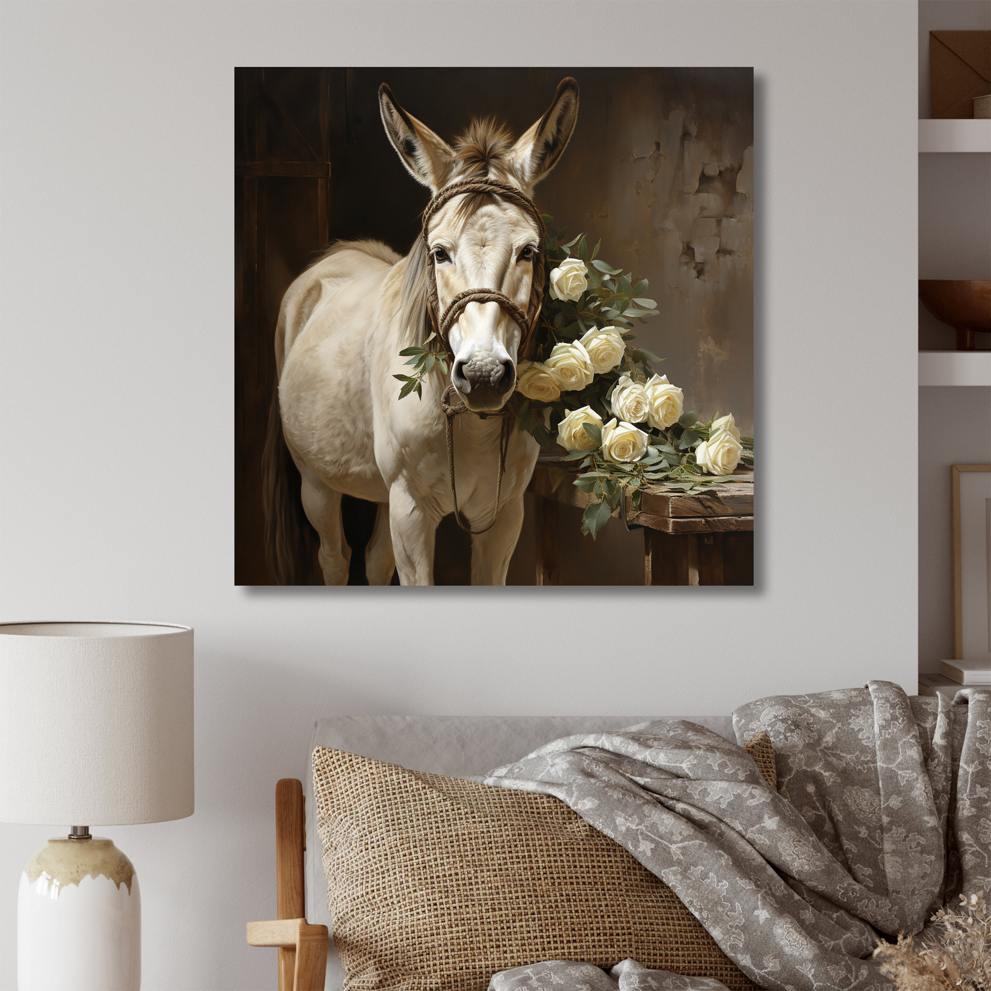 August Grove® Farmhouse Donkey In Field II - Donkey Wall Art | Wayfair