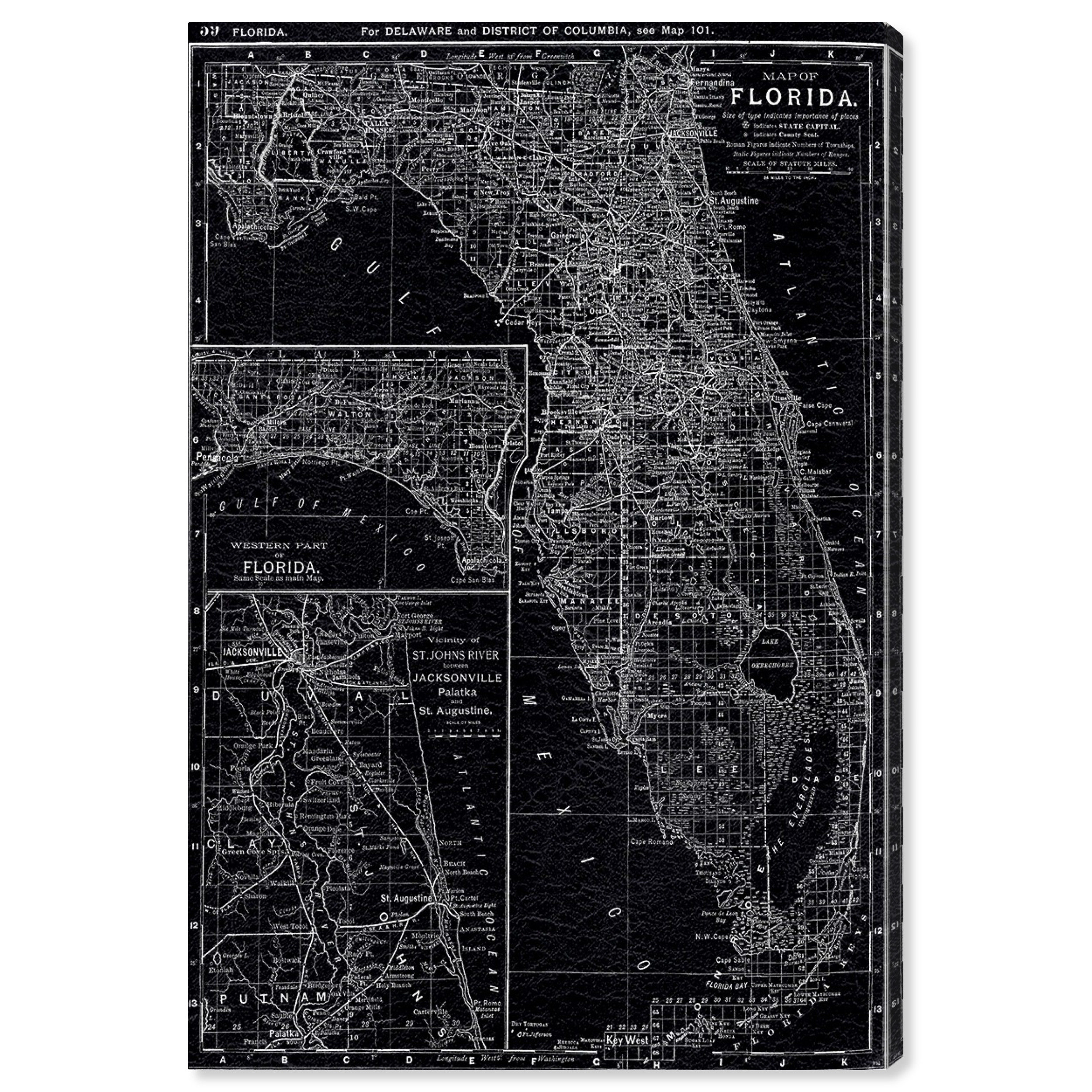 House of Hampton® 'Florida Map 1891' Graphic Art on Canvas | Wayfair