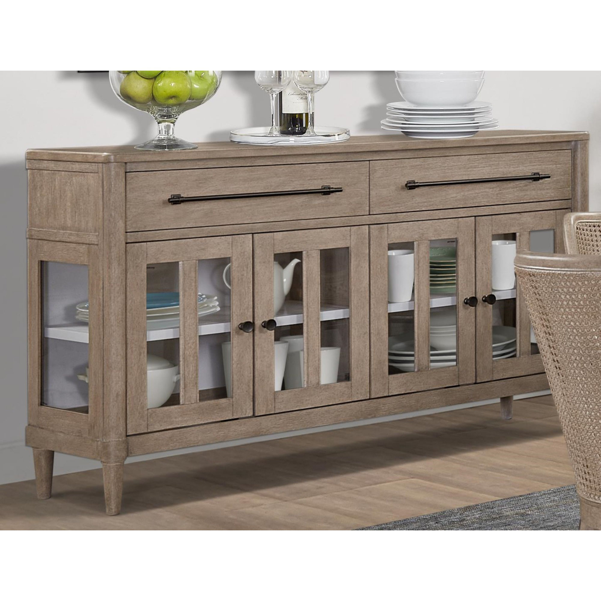One Allium Way Power Raedy Buffet with Glass Cabinet Doors - Wayfair Canada