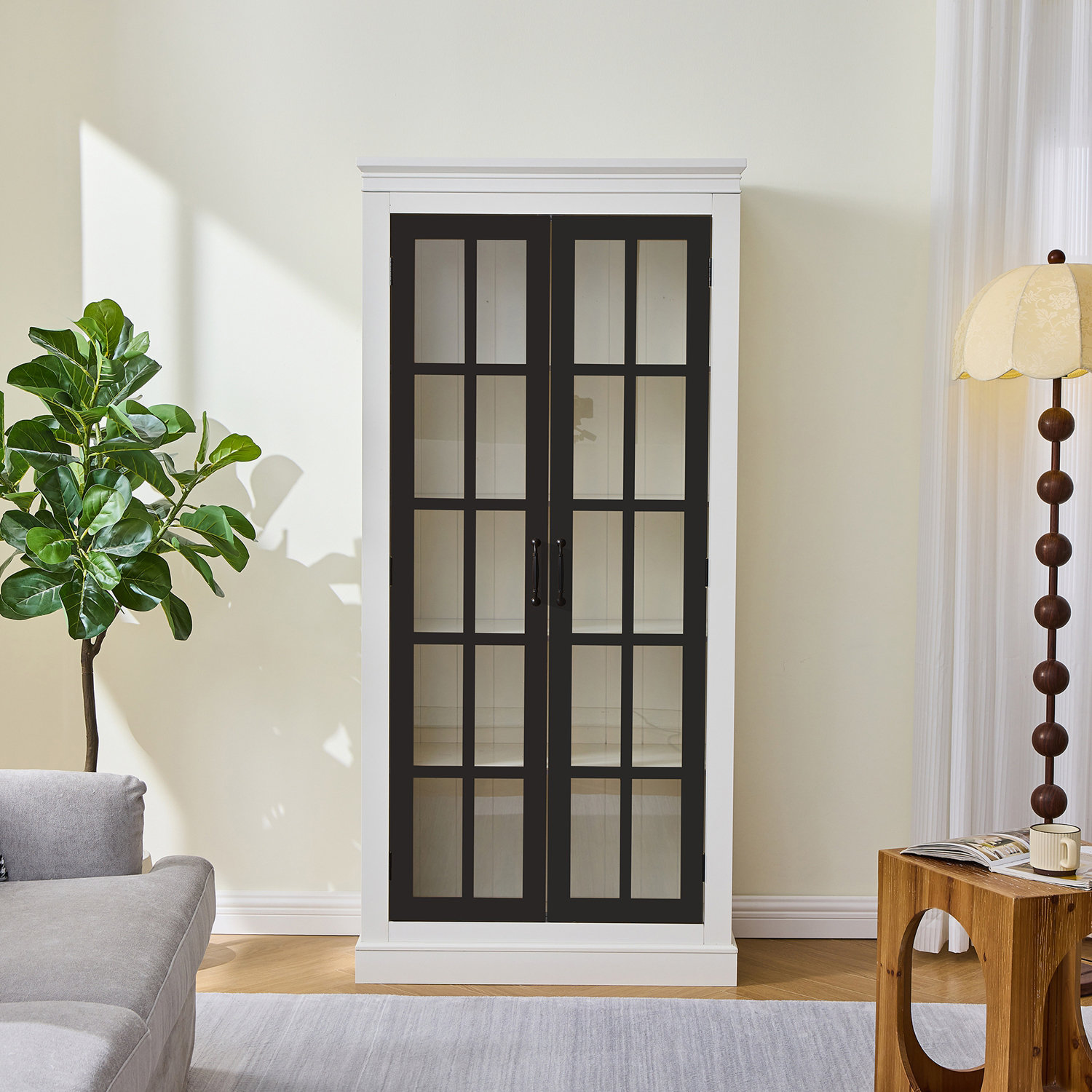 Lark Manor™ Tall Display Cabinet with Glass Doors and shelves | Wayfair