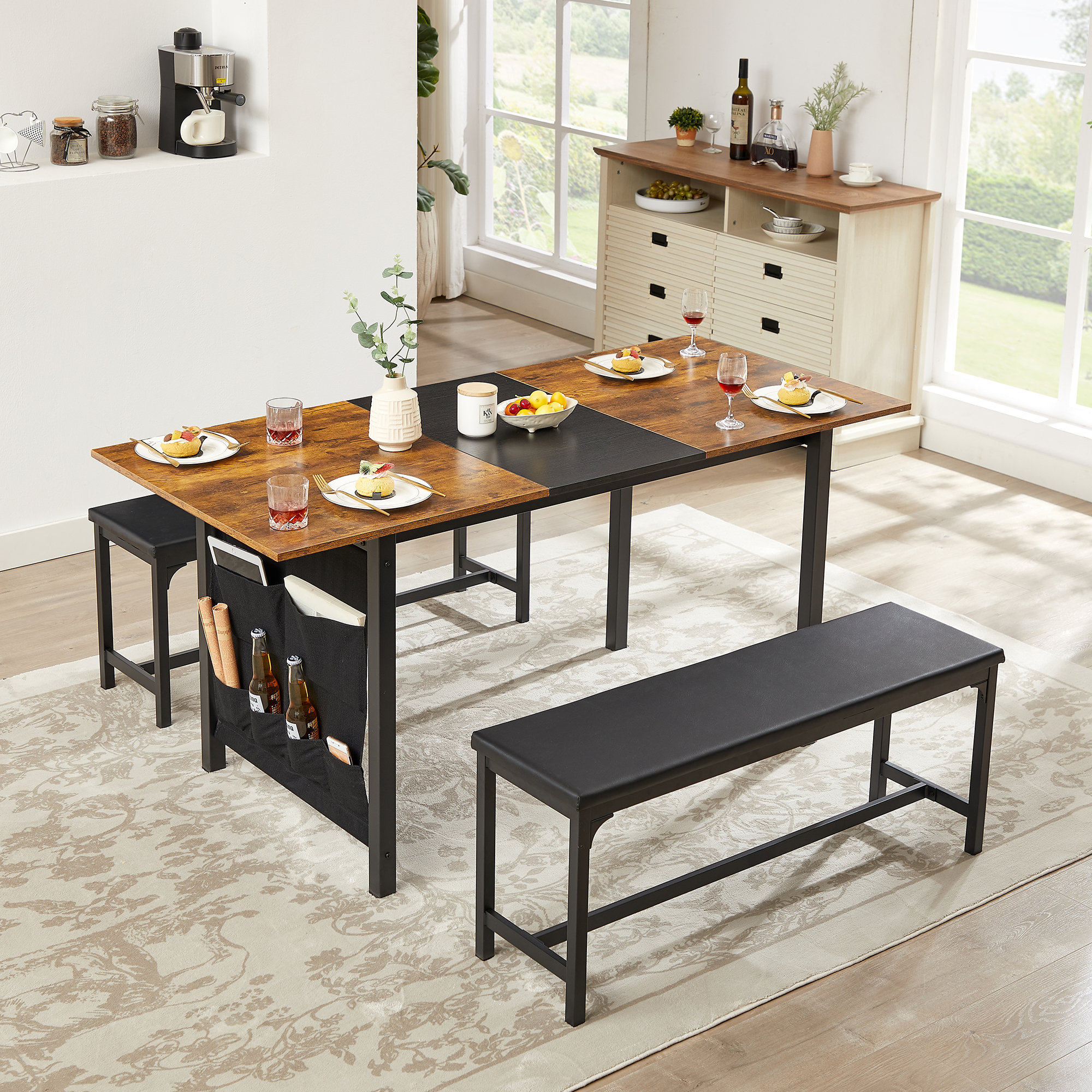 17 Stories Vidala 63" Dining Table Set Extendable Kitchen Room Table ...