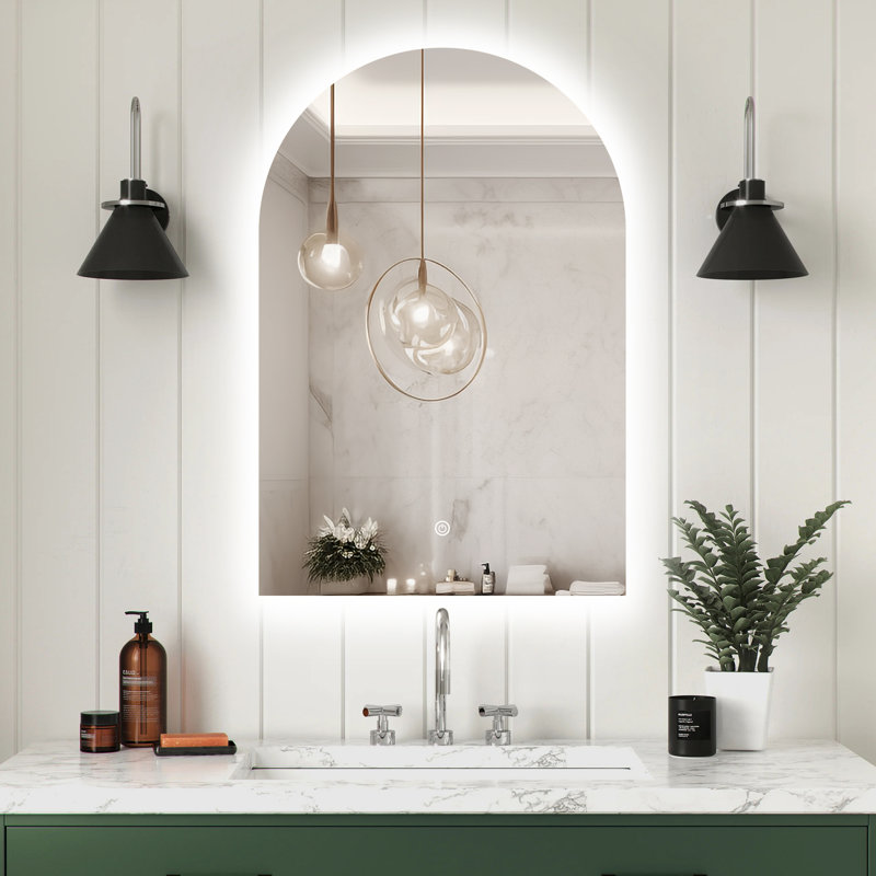 Ivy Bronx Chrystal LED Backlit Frameless Lighted Bathroom Vanity Mirror ...