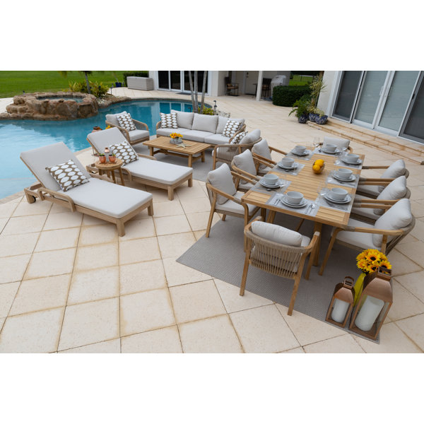 Corrigan Studio® Darnecia 16 Piece Solid Acacia Wood Complete Patio Set ...