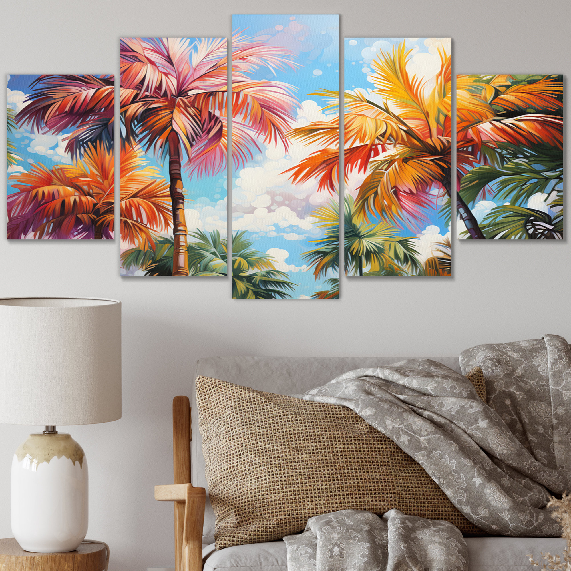 Bay Isle Home™ Colorful Palm Trees Collage IX - Palm Trees Canvas Print ...