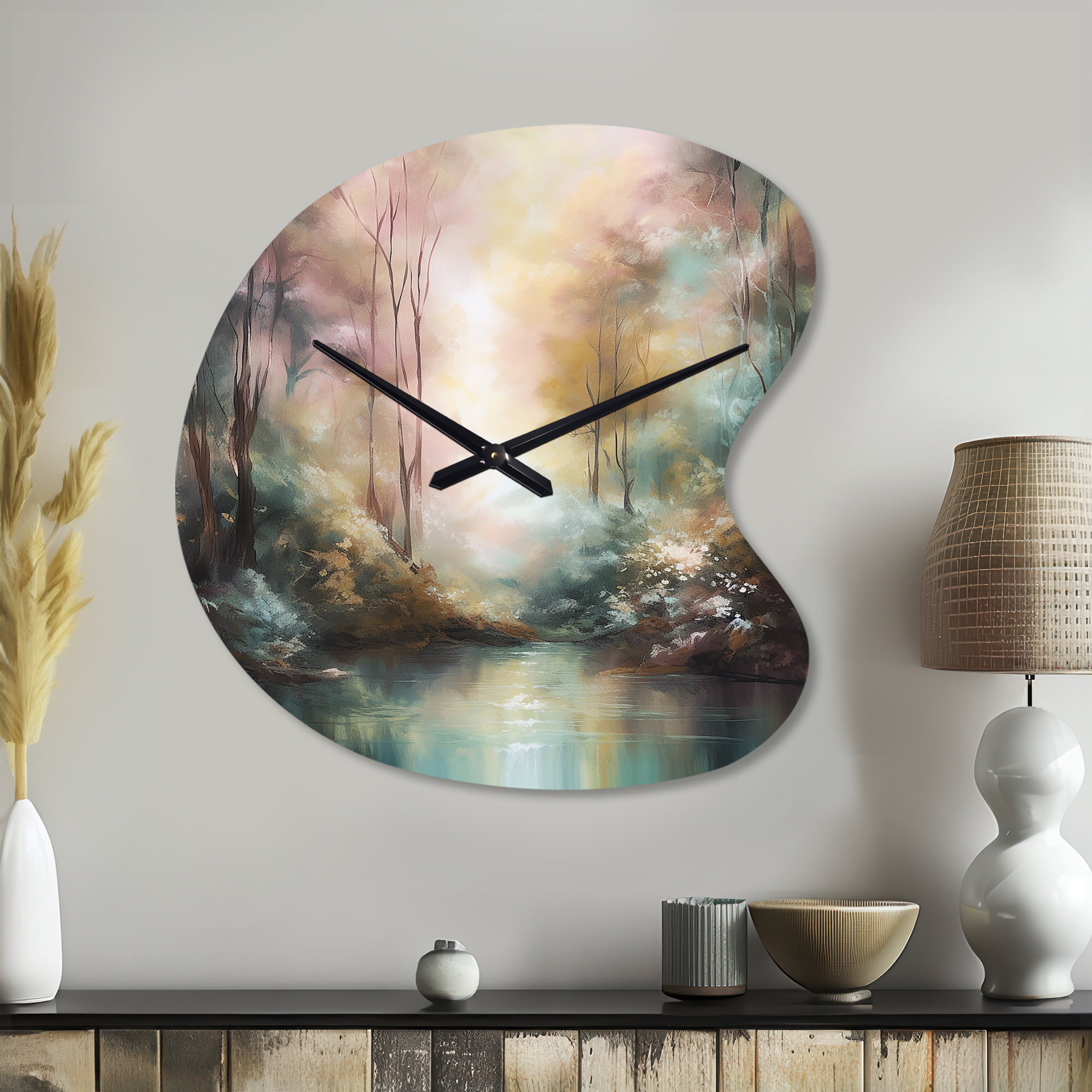 Design Art Whimsical Stream - Irregular Shape Mountains Metal Wall ...