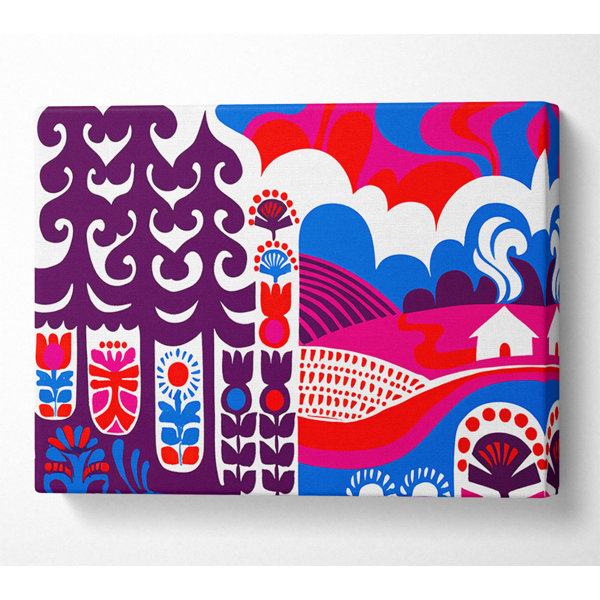 ClassicLiving Psychedelic Multi-Coloured Hills - Wrapped Canvas Print ...